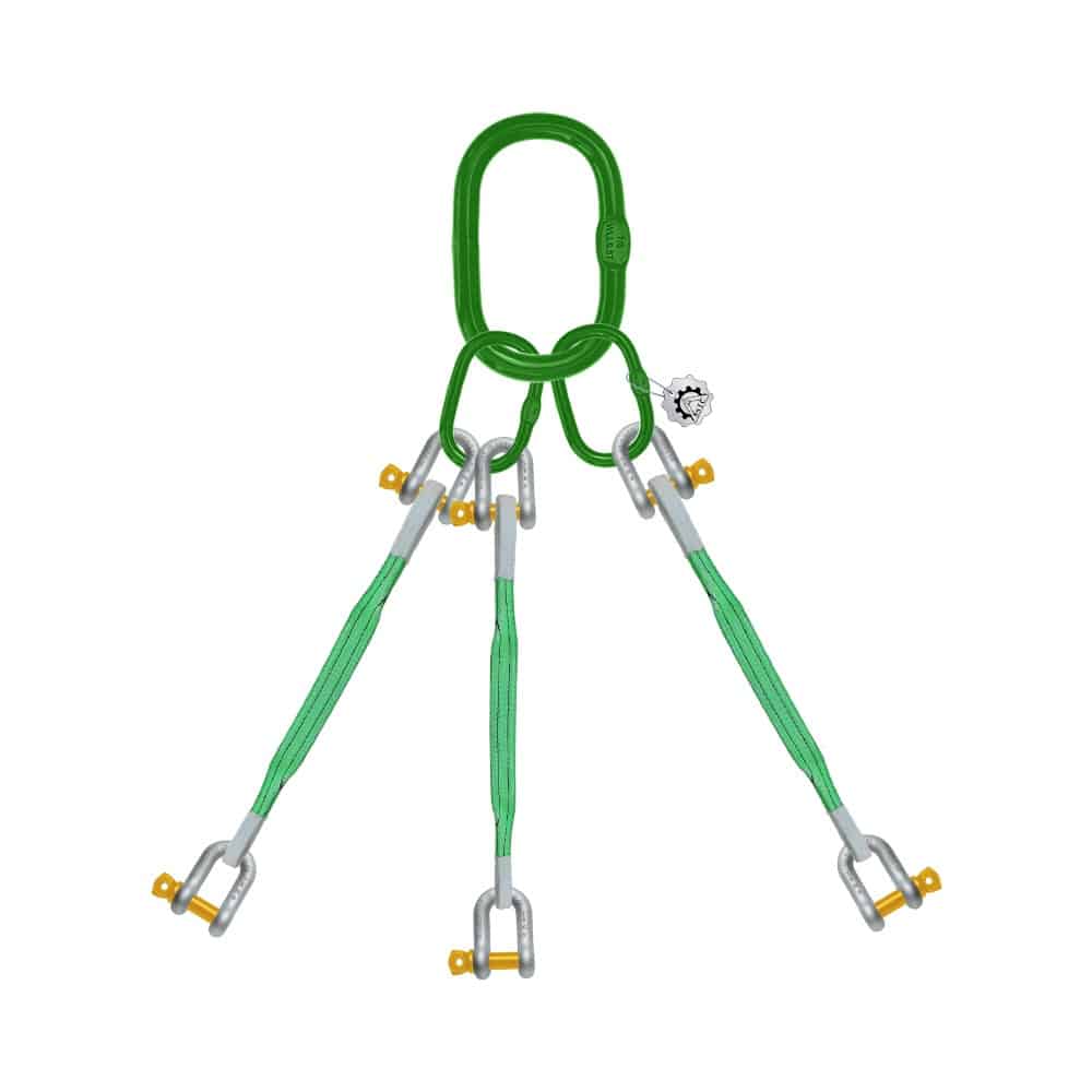 THREE LEG WEB SLING WITH D-SHAPED SHACKLE SCREW PIN KSA