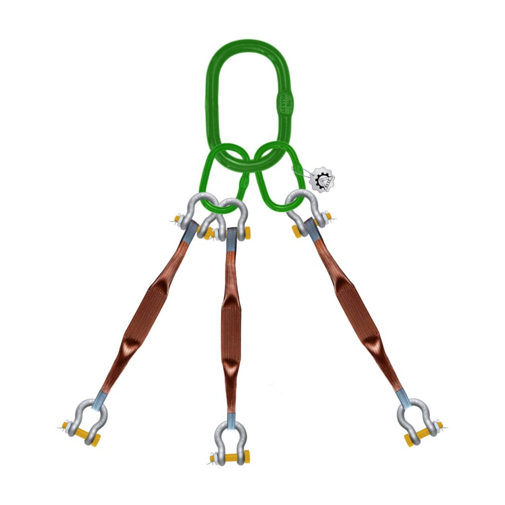 THREE LEG WEB SLING WITH BOW-SHAPED SHACKLE BOLT PIN KSA