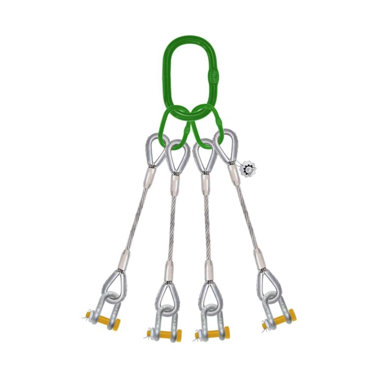 FOUR LEG STEEL WIRE ROPE BRIDLE SLING WITH D-SHAPED SHACKLE BOLT TYPE