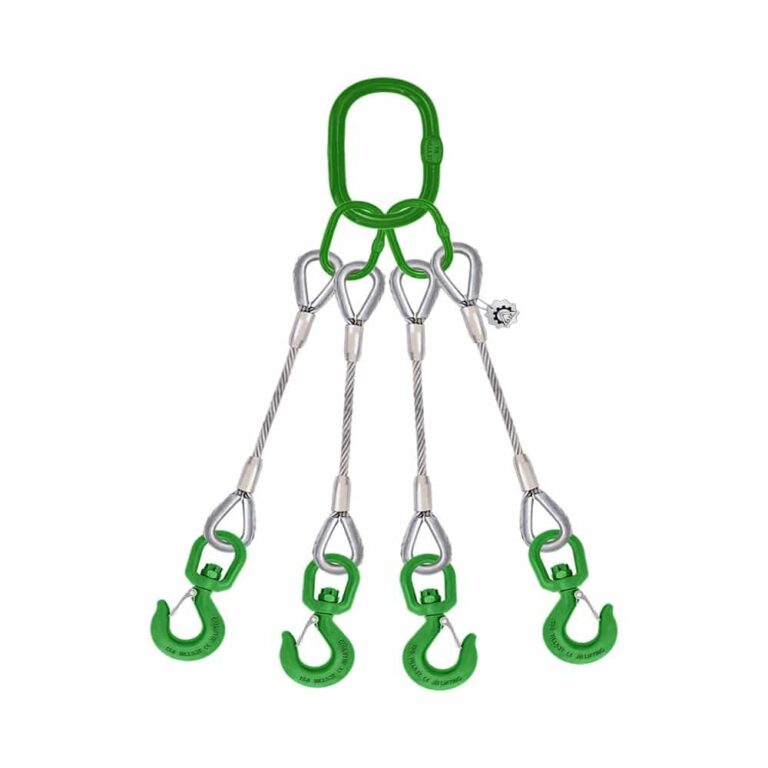 FOUR LEG STEEL WIRE ROPE BRIDLE SLING WITH SWIVEL SLING HOOK
