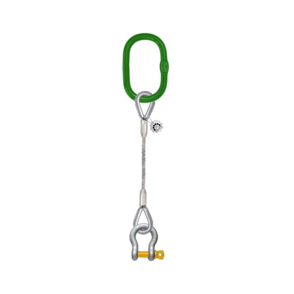 ONE LEG WIRE ROPE SLING WITH BOW SHACKLE SCREW PIN KSA