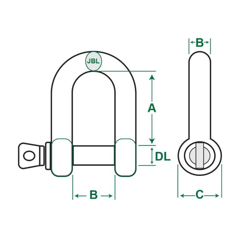 STAINLESS STEEL DEE TYPE SHACKLE SCREW PIN KSA