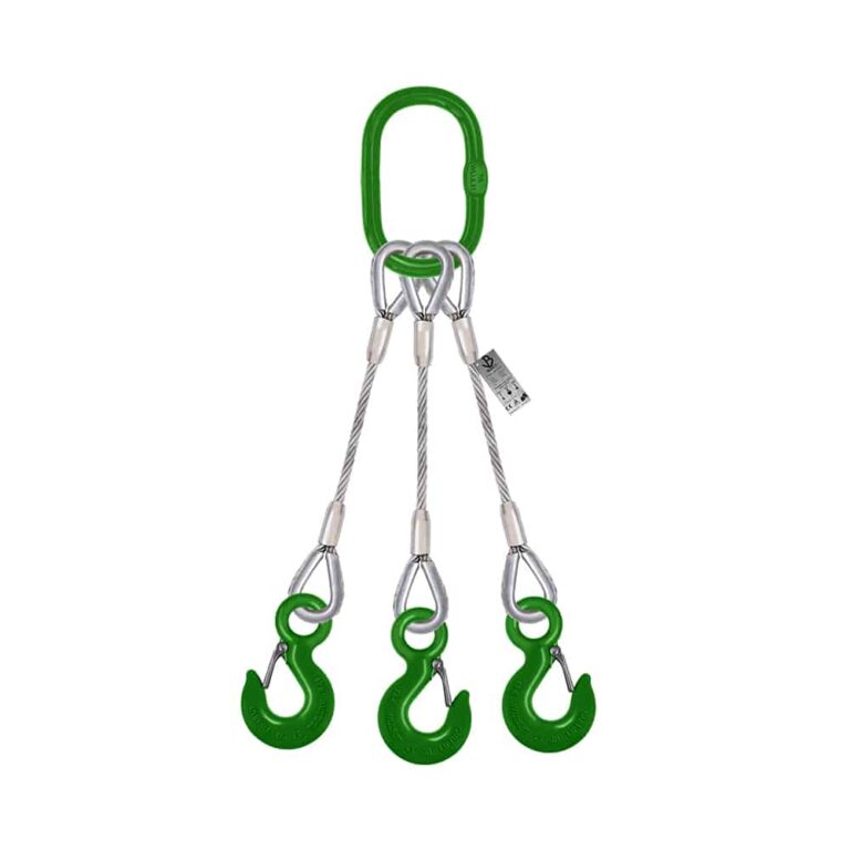 THREE LEG STEEL WIRE ROPE BRIDLE SLING WITH EYE SLING HOOK WITH SAFETY ...