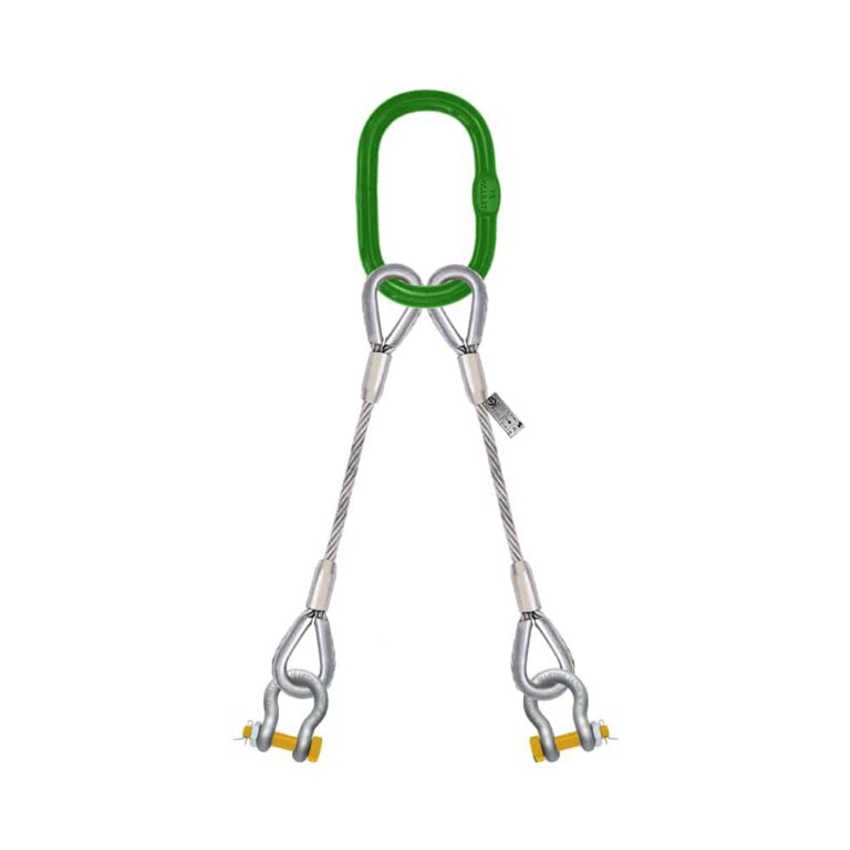 TWO LEG STEEL WIRE ROPE BRIDLE SLING WITH OMEGA SHAPED SHACKLE BOLT TYPE