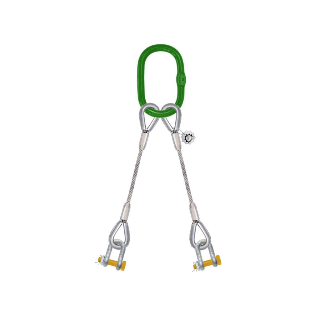 TWO LEG STEEL WIRE ROPE SLING WITH D-SHACKLE BOLT TYPE KSA