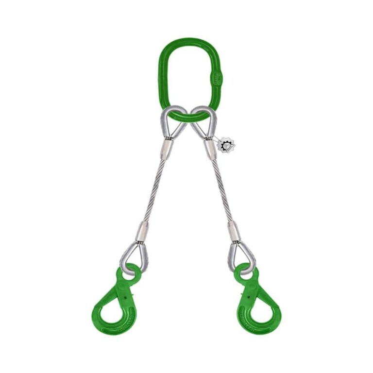 TWO LEG STEEL WIRE ROPE SLING WITH EYE SELF LOCKING HOOK KSA